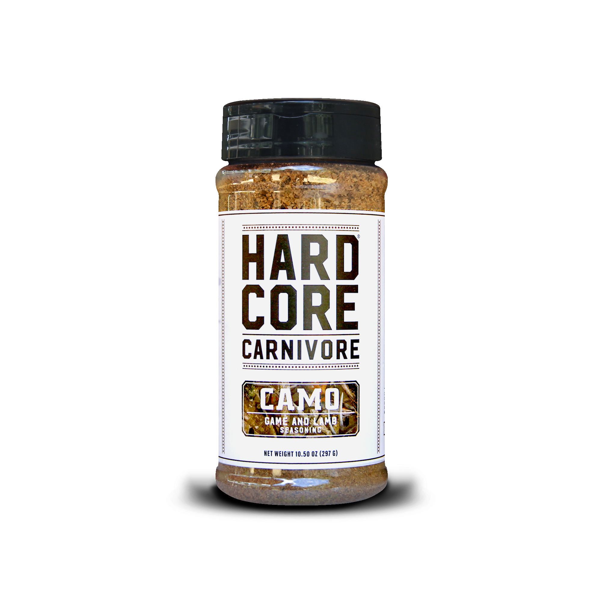 Hardcore Carnivore Camo game lamb seasoning 10.5 oz shaker