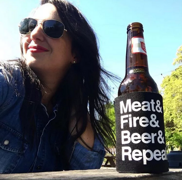 Meat & Fire & Beer & Repeat beer can cooler – Hardcore Carnivore